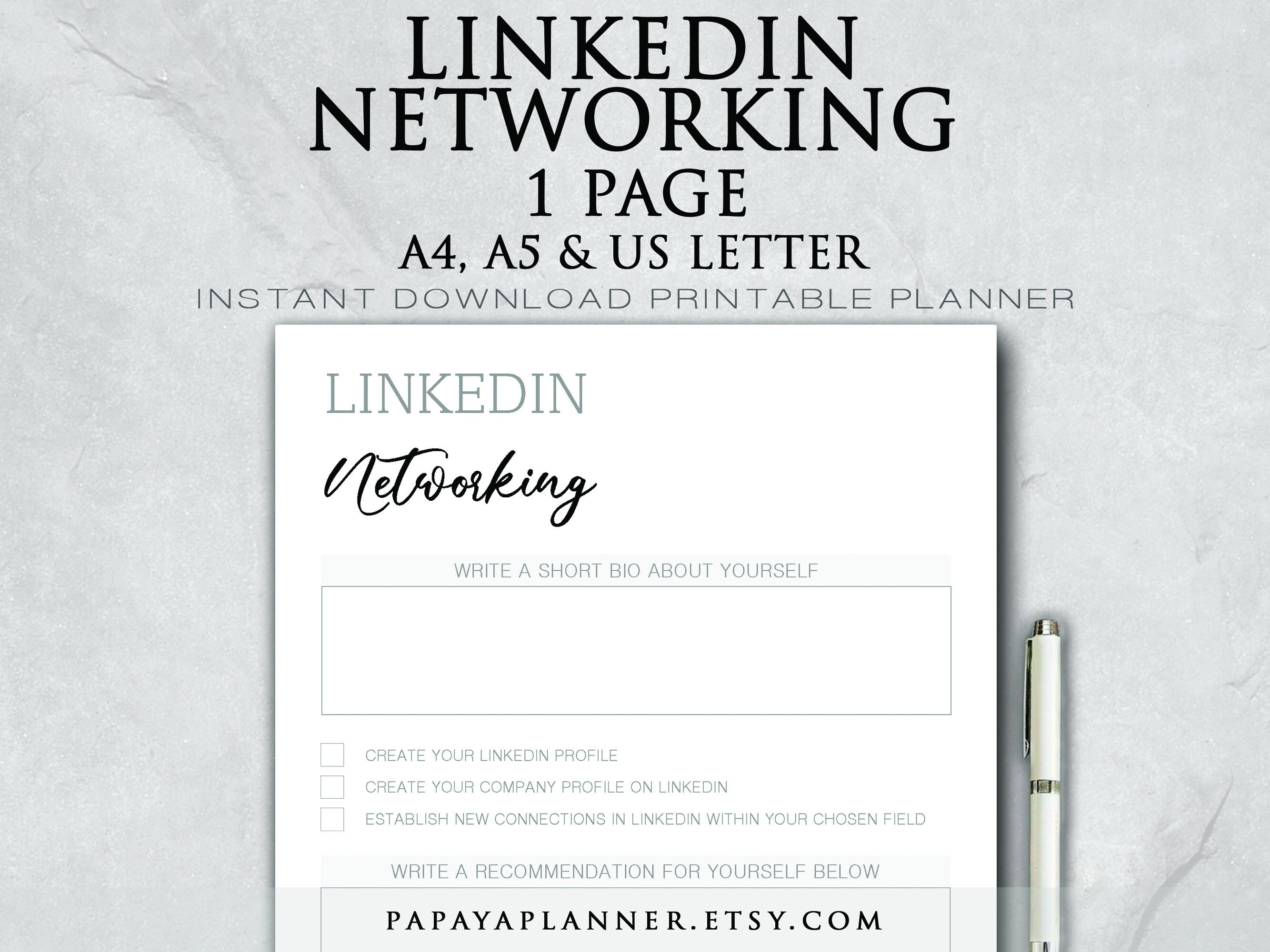 Linkedin Networking Printable Planner, Personal Planner, Social Media ...