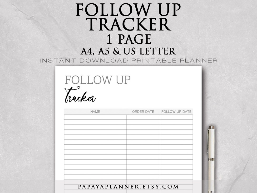 Follow up Tracker - Printable Planner, Business Template, Digital Plan ...