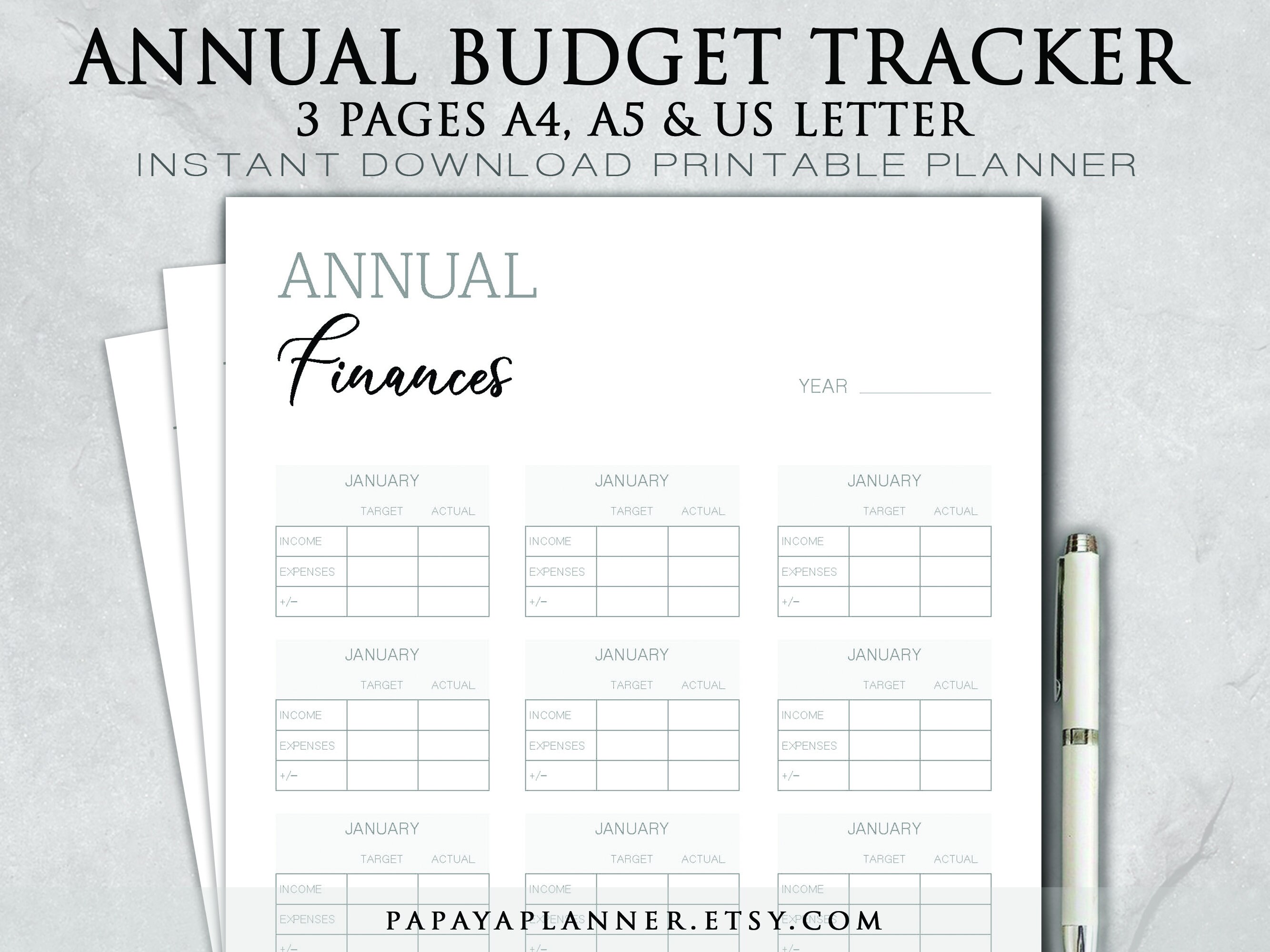 Annual Budget Pack Printable Planner, Financial Template, Bill Plan ...