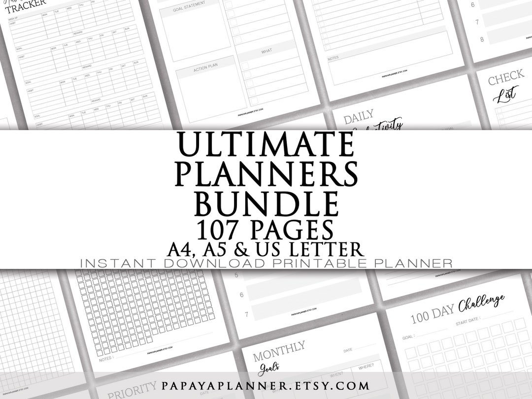 Ultimate Planner Bundle Set - 107 Pages - Printable Planner, Personal ...