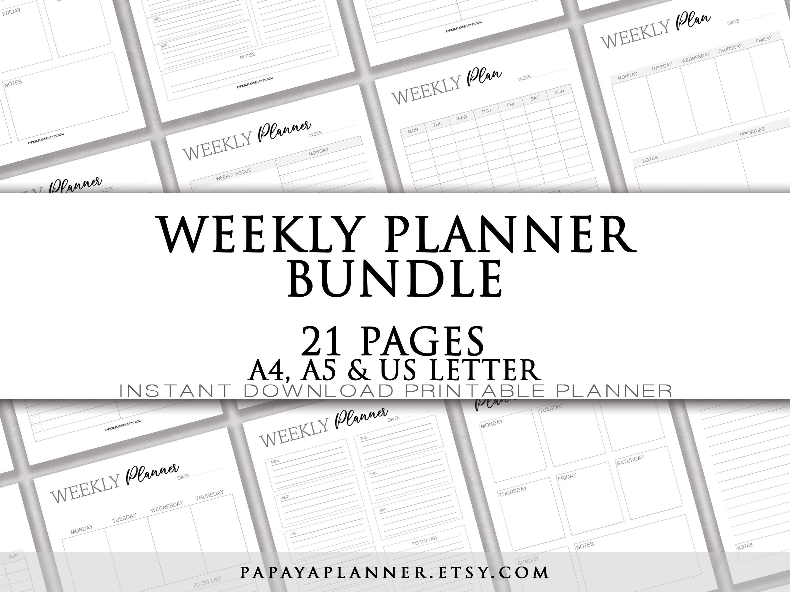 Weekly Planners Set - 21 Pages - Printable Planner, Personal Planner ...