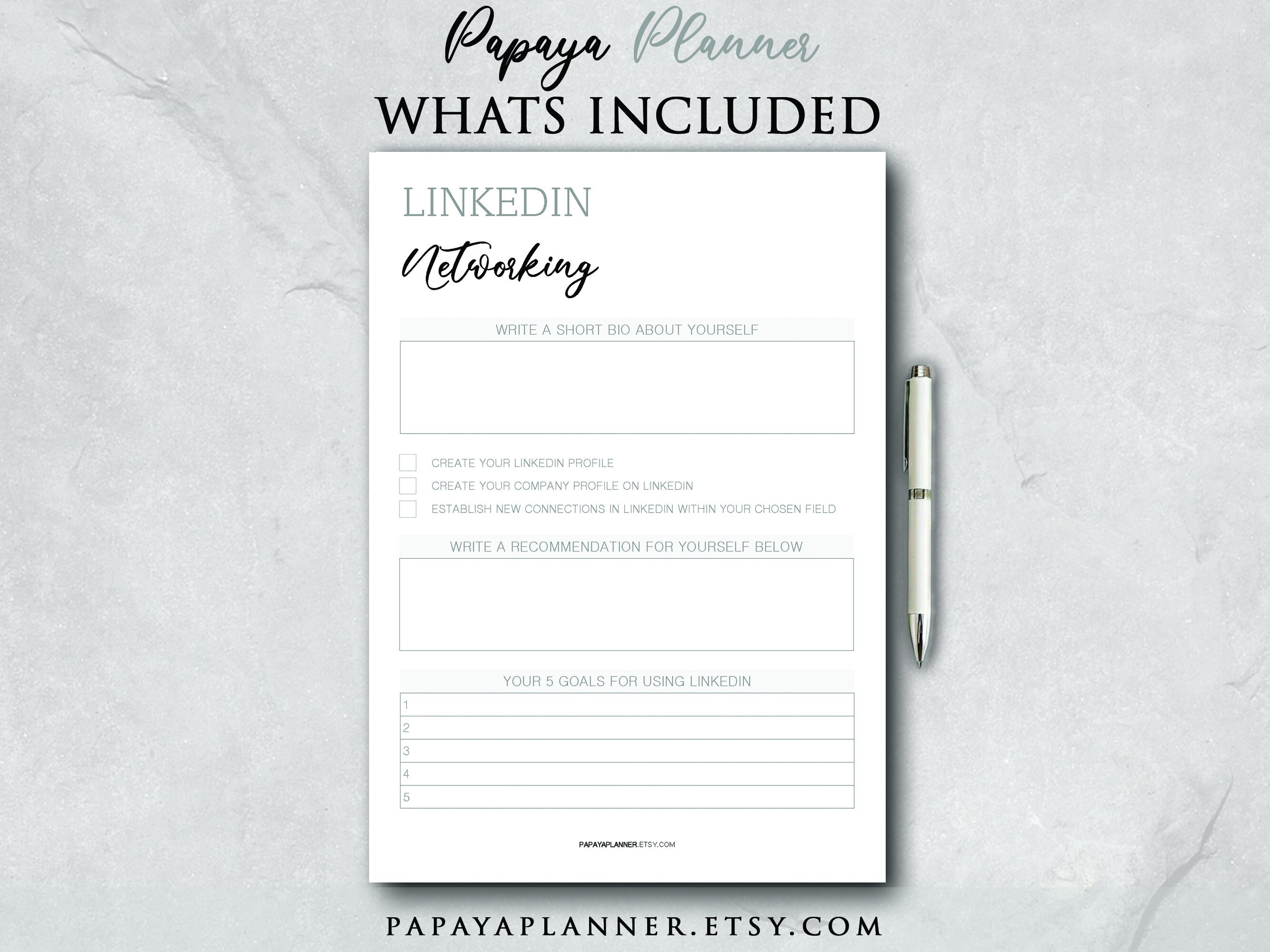 Linkedin Networking Printable Planner, Personal Planner, Social Media ...