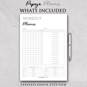 Workout Fitness Planner - Printable Planner, Health Template, Meal Plan ...