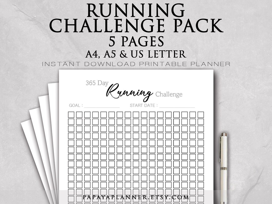 Running Challenge Pack - Printable Planner, Fitness Template, Meal Plan ...