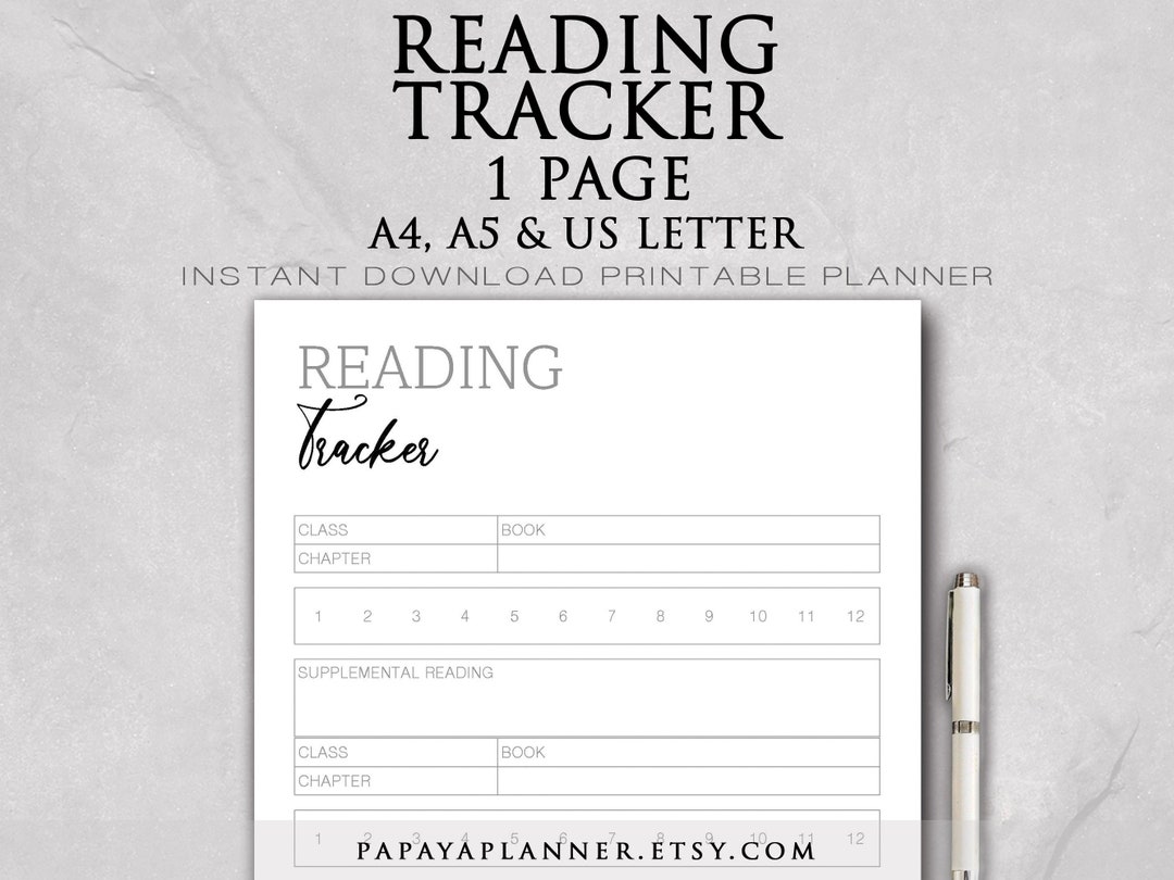 Reading Tracker - Printable Planner, Education Template, Study Plan ...