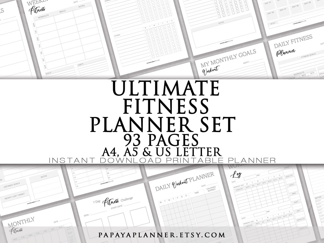 Ultimate Fitness Planner Set - 93 Pages - Printable Planner, Personal ...
