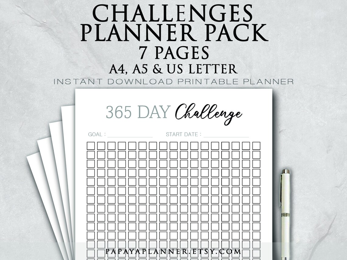 Challenges Pack Printable Planner, Productivity Planner, Habit Tracker ...