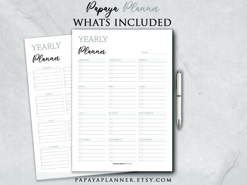 Yearly Planners Printable Planner, Productivity Planner, Habit Tracker ...