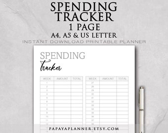 Spending Tracker Printable & Fillable, Expense Tracker, Budget Template ...
