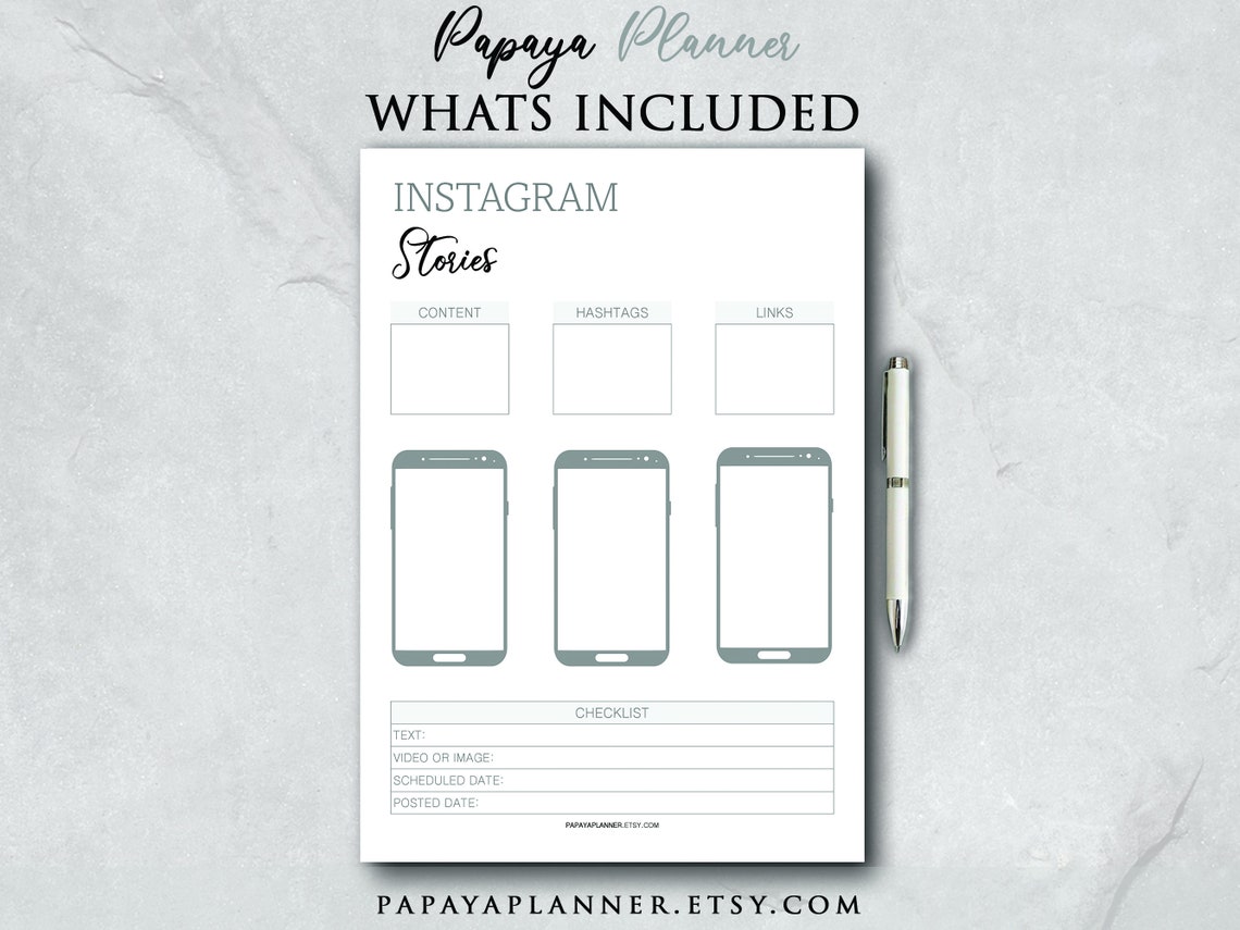 Instagram Stories Printable Planner, Personal Planner, Social Media ...