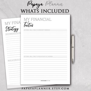 Financial Tactics & Strategy - Printable Planner, Bills Template ...
