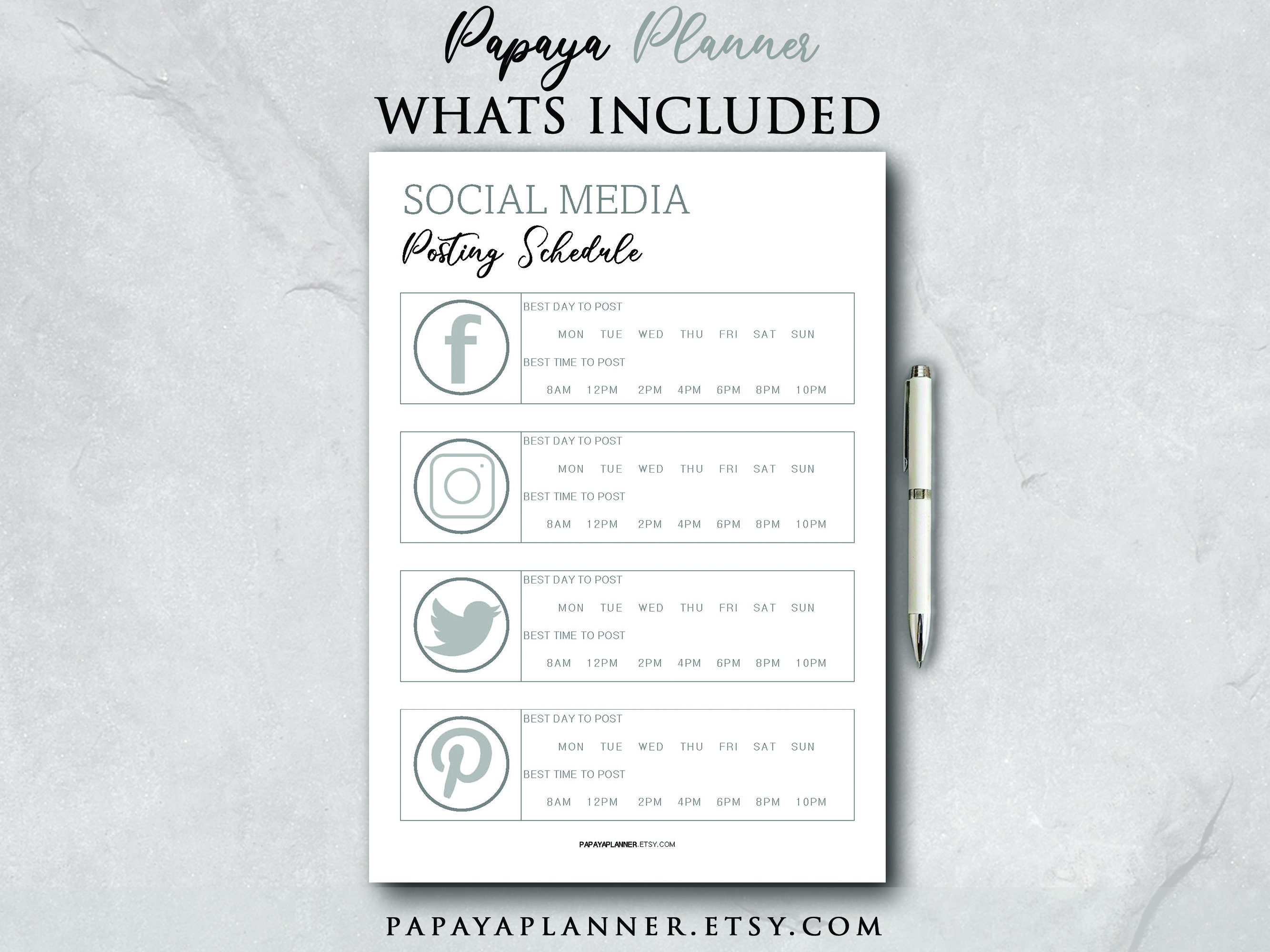 Social Media Posting Schedule Printable Planner, Personal Planner ...