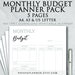 Monthly Budget Pack Printable Planner, Financial Template, Spending Log ...