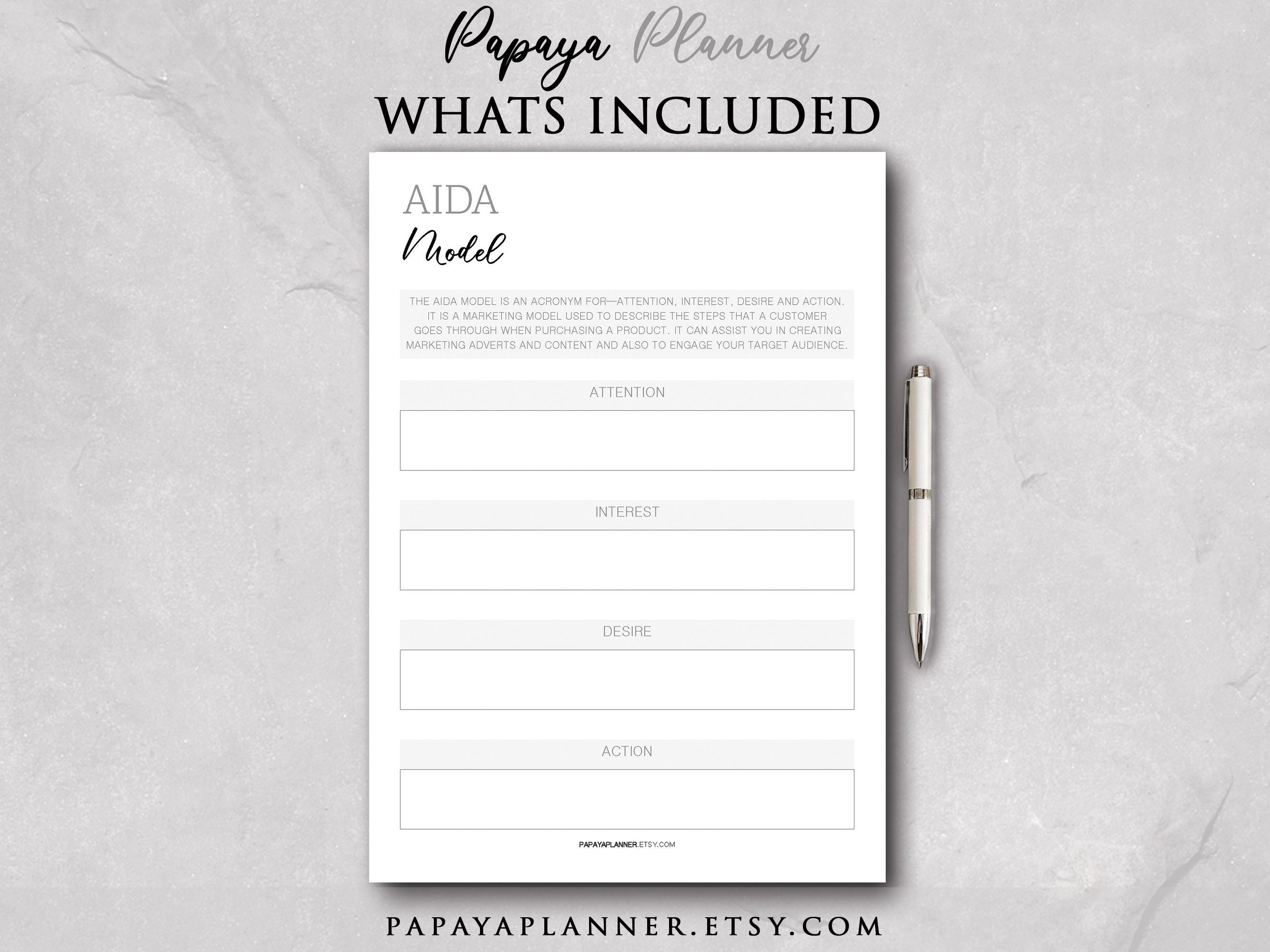 Aida Model Planner - Printable Planner, Personal Planner, Social Media ...