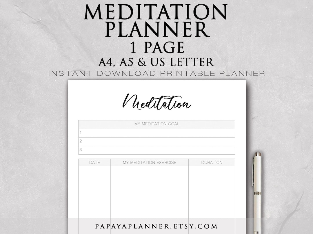 Meditation Planner - Printable Planner, Personal Planner, Self ...