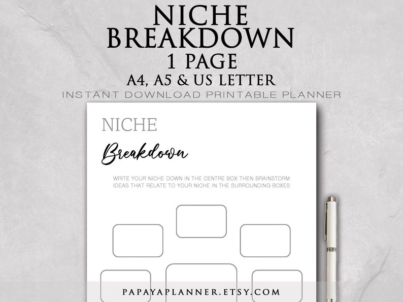 Niche Breakdown Planner - Printable Planner, Business Template, Digital ...