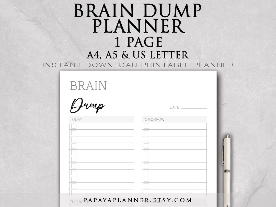 Brain Dump Planner - Printable Planner, Productivity Planner, Habit ...