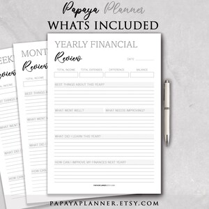 Financial Review Pack - Printable Planner, Budget Template, Bill Plan ...