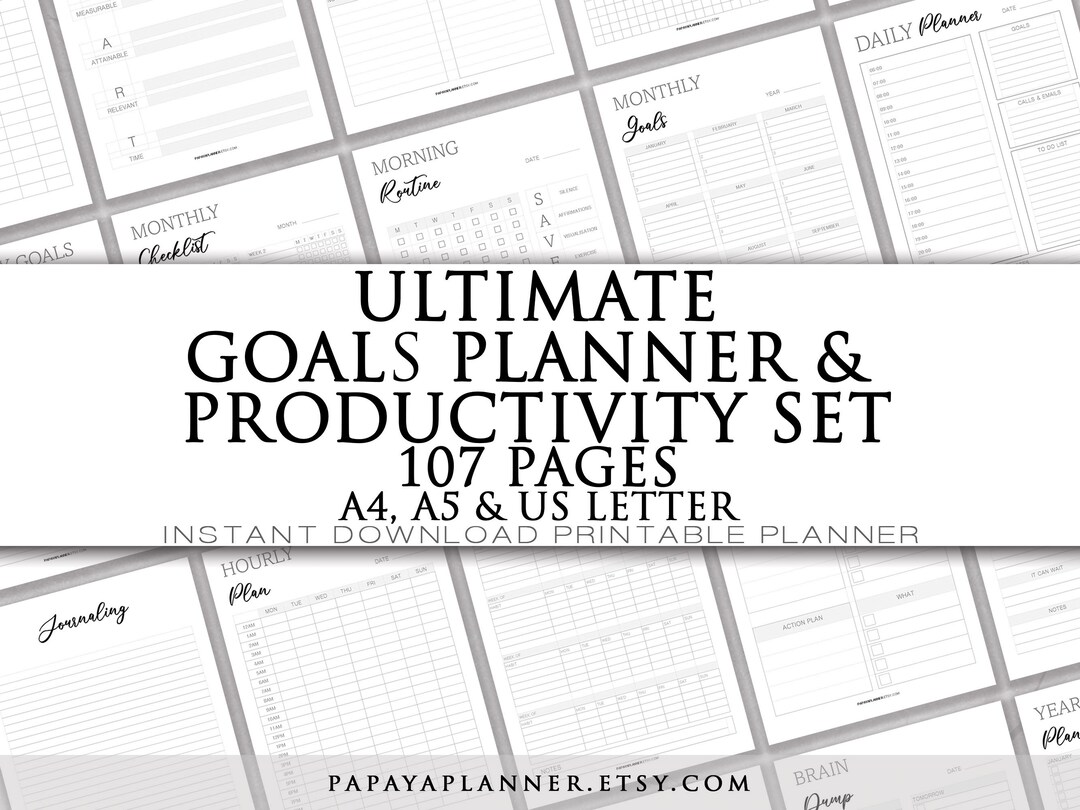 Ultimate Goals & Productivity Planner Set - 107 Pages - Printable ...