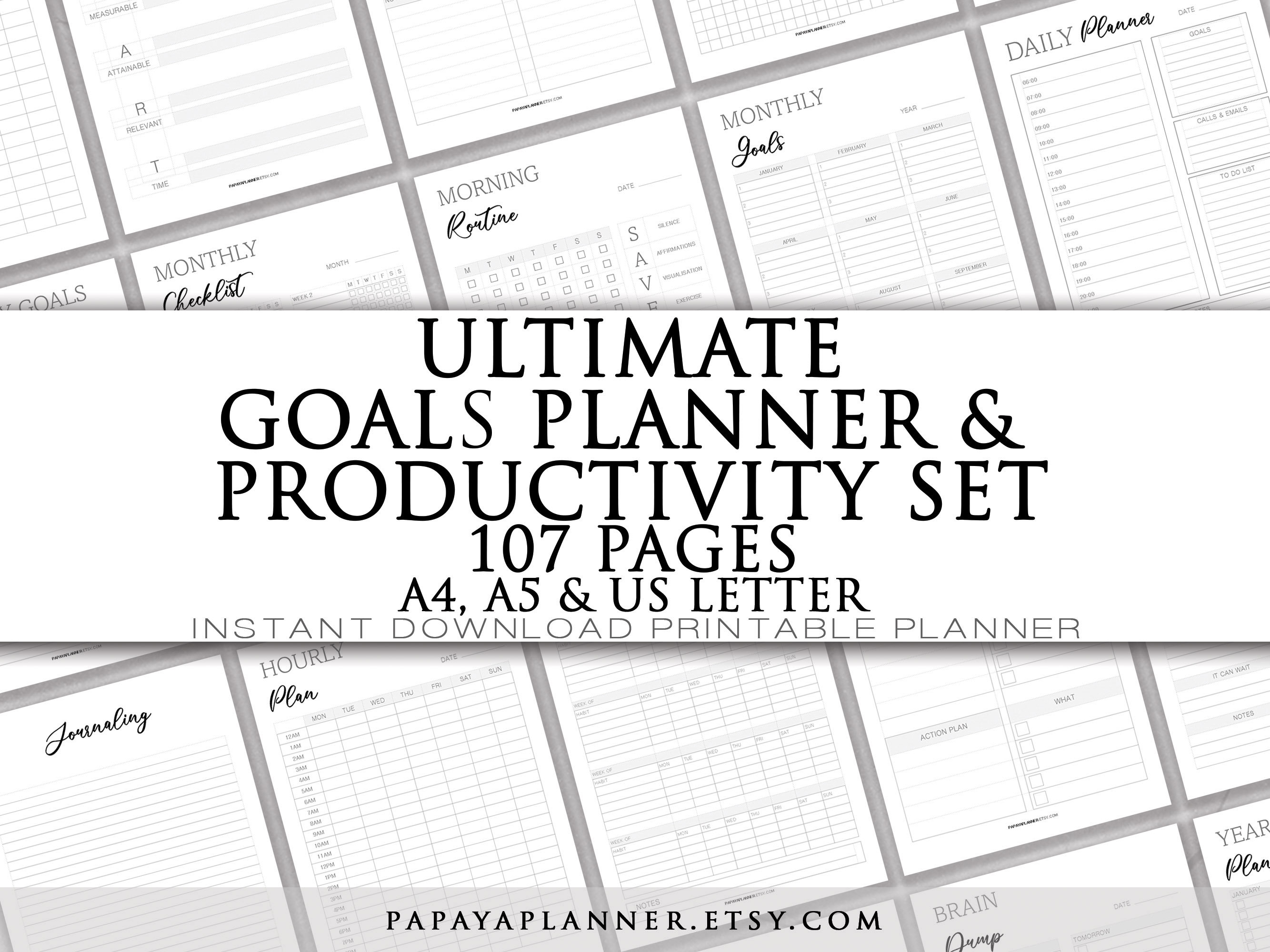 Ultimate Goals & Productivity Planner Set - 107 Pages - Printable ...