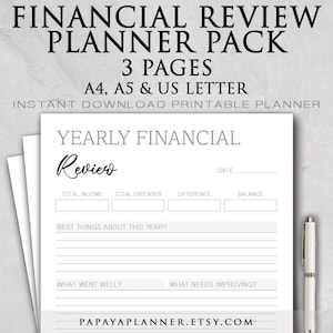 Financial Review Pack - Printable Planner, Budget Template, Bill Plan ...