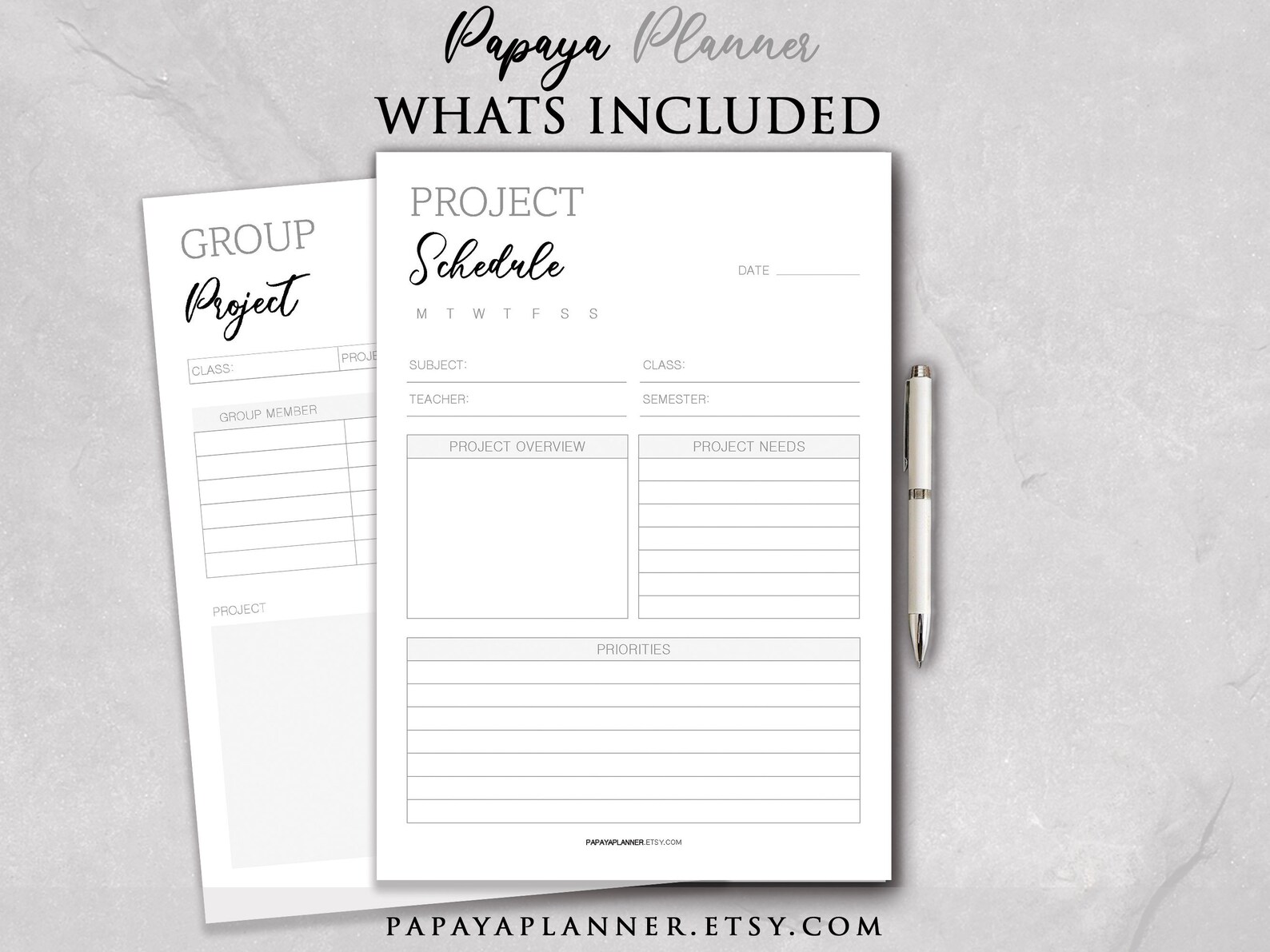 Student Project Planners - Printable Planner, Education Template, Study ...