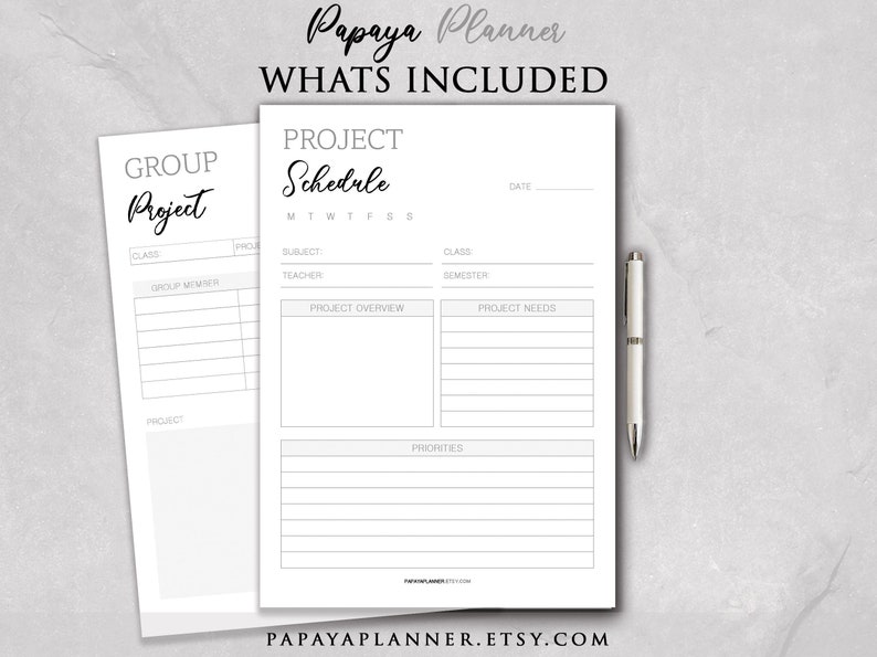 Student Project Planners - Printable Planner, Education Template, Study ...