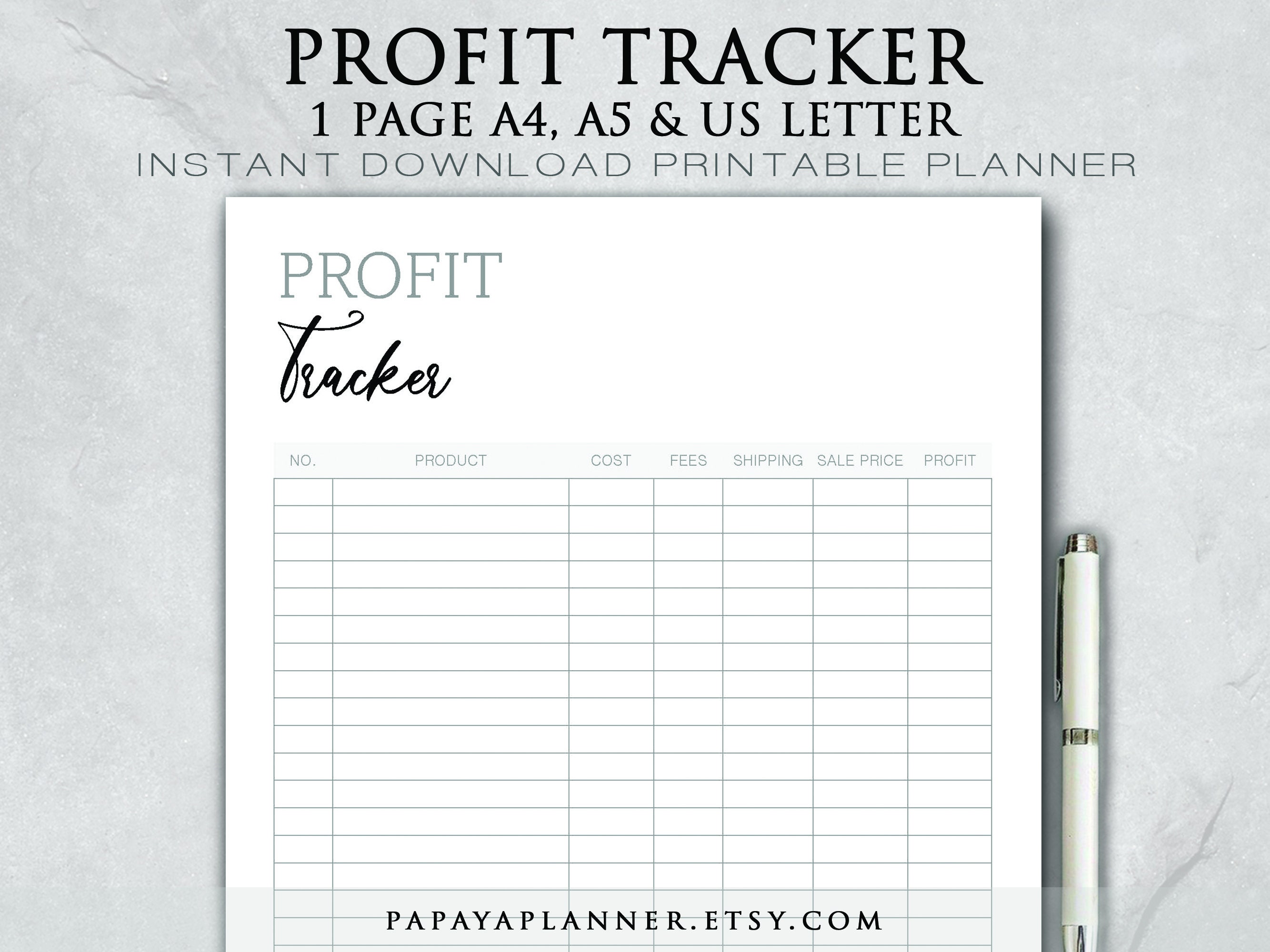 Profit Tracker Printable Planner, Financial Template, Bill Plan ...
