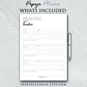 Reading Tracker Printable Planner, Education Template, Study Plan ...