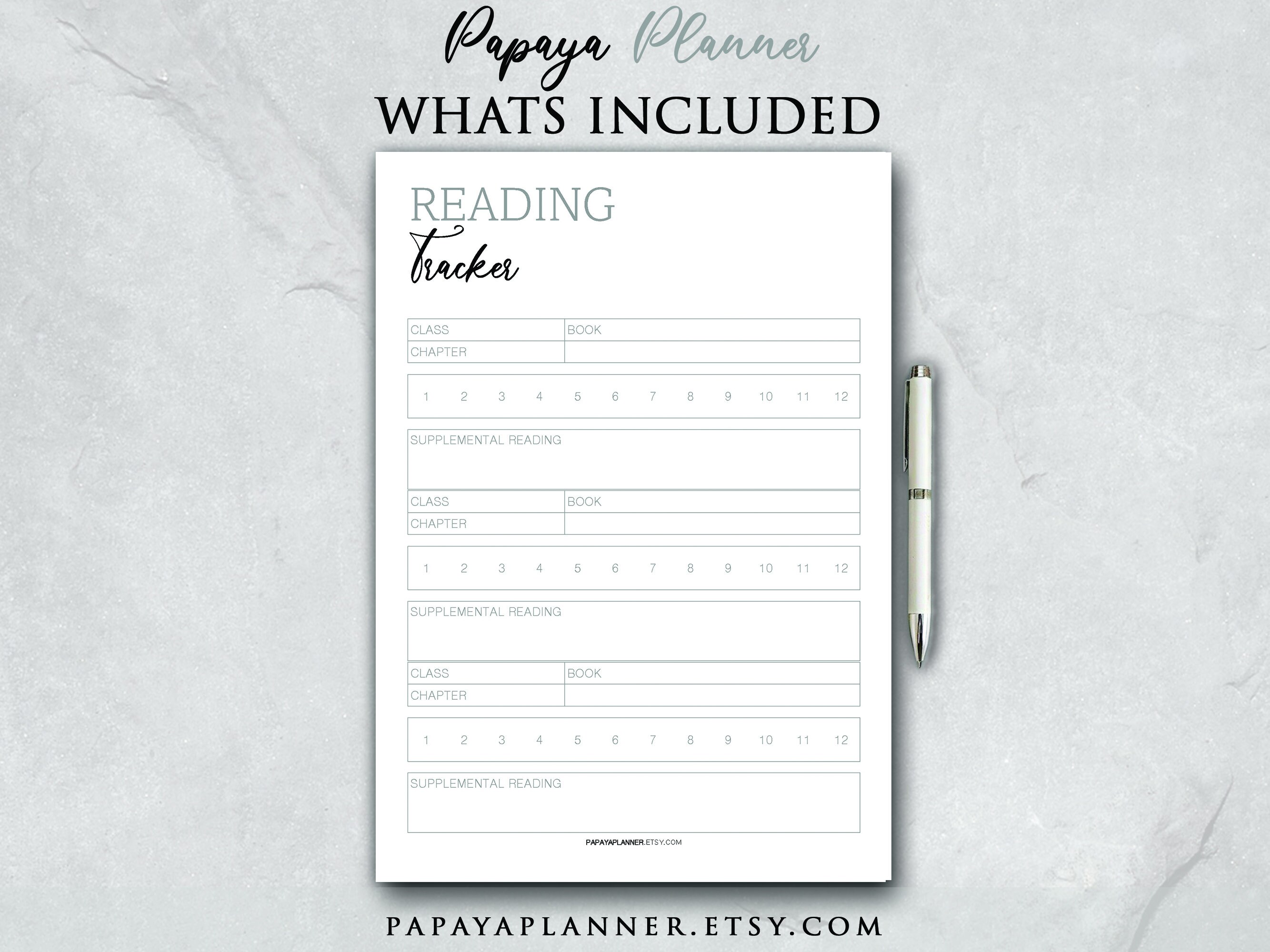 Reading Tracker Printable Planner, Education Template, Study Plan ...
