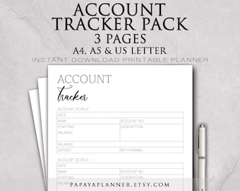 Bank Balance Printable Planner, Budget Template, Bill Plan, Spending ...