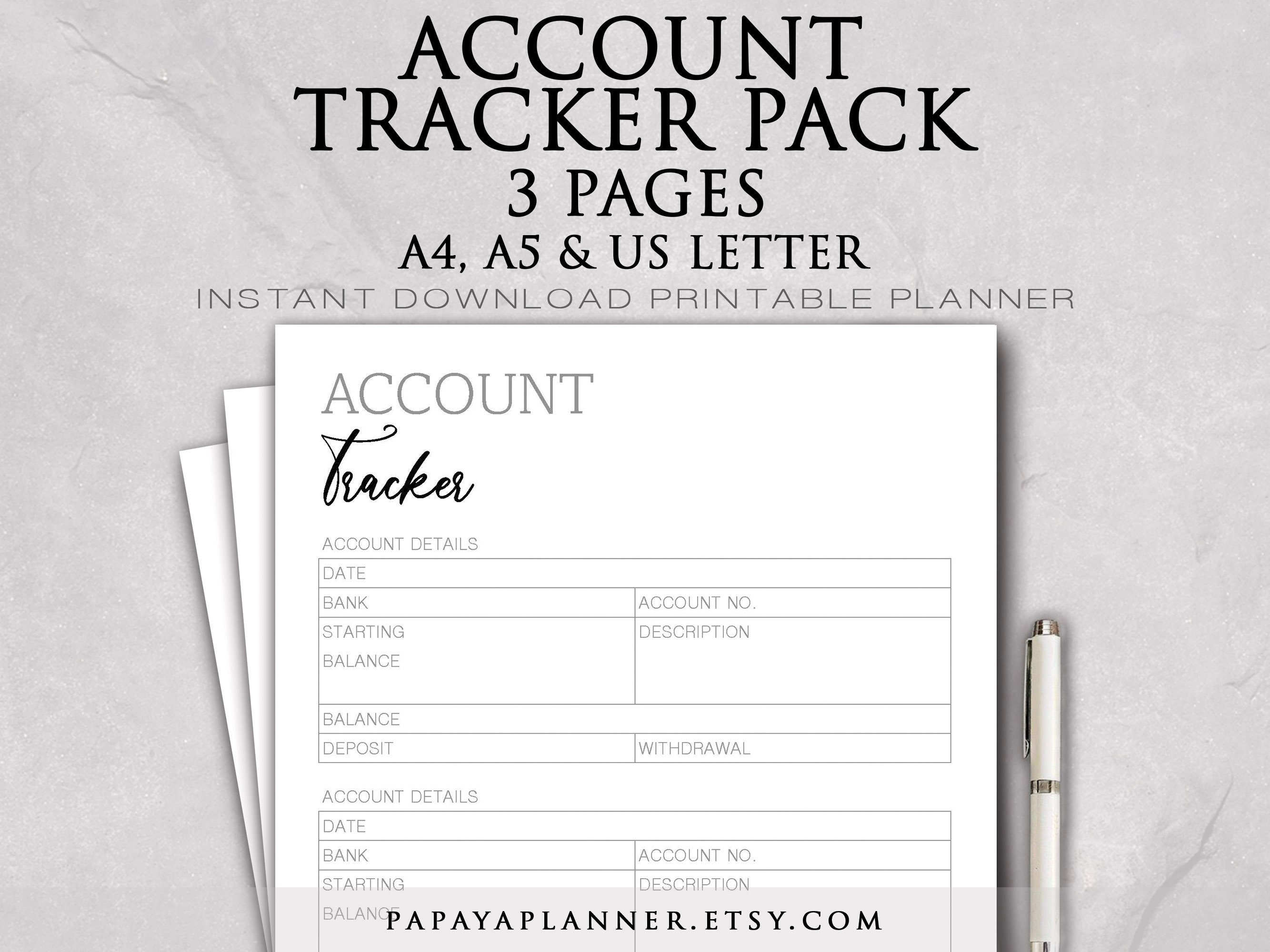 Accounts Tracker Pack Printable Planner, Budget Template, Bill Plan ...