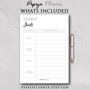 Yearly Goals Planner Printable Planner, Productivity Planner, Habit ...