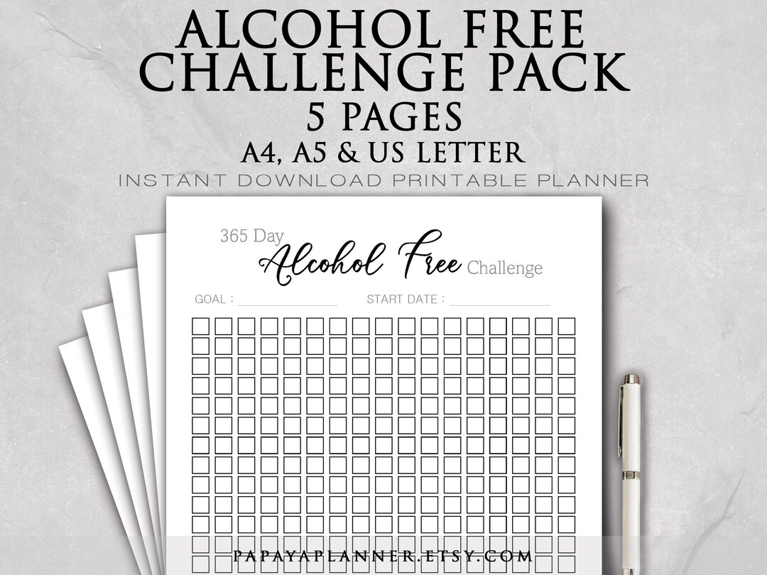 Alcohol Free Challenge - Printable Planner, Health Planner, Wellness ...