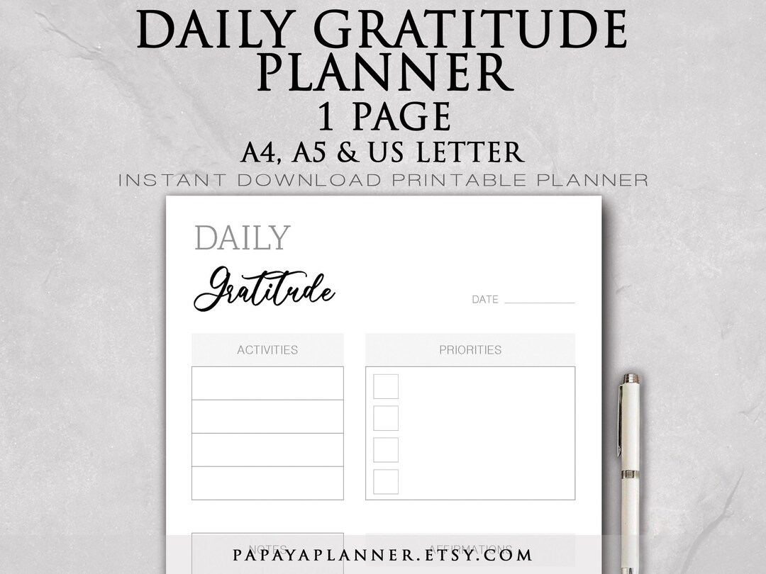 Daily Gratitude Planner - Printable Planner, Personal Planner, Self ...