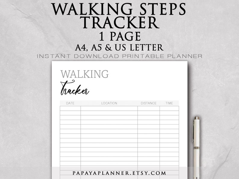 Walking Tracker - Printable Planner, Fitness Template, Meal Plan ...