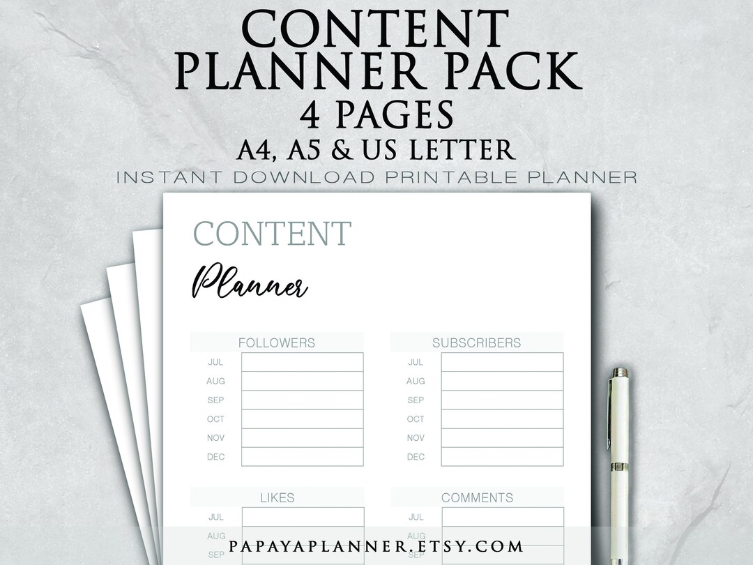 Content Planner Pack Printable Planner, Personal Planner, Social Media ...