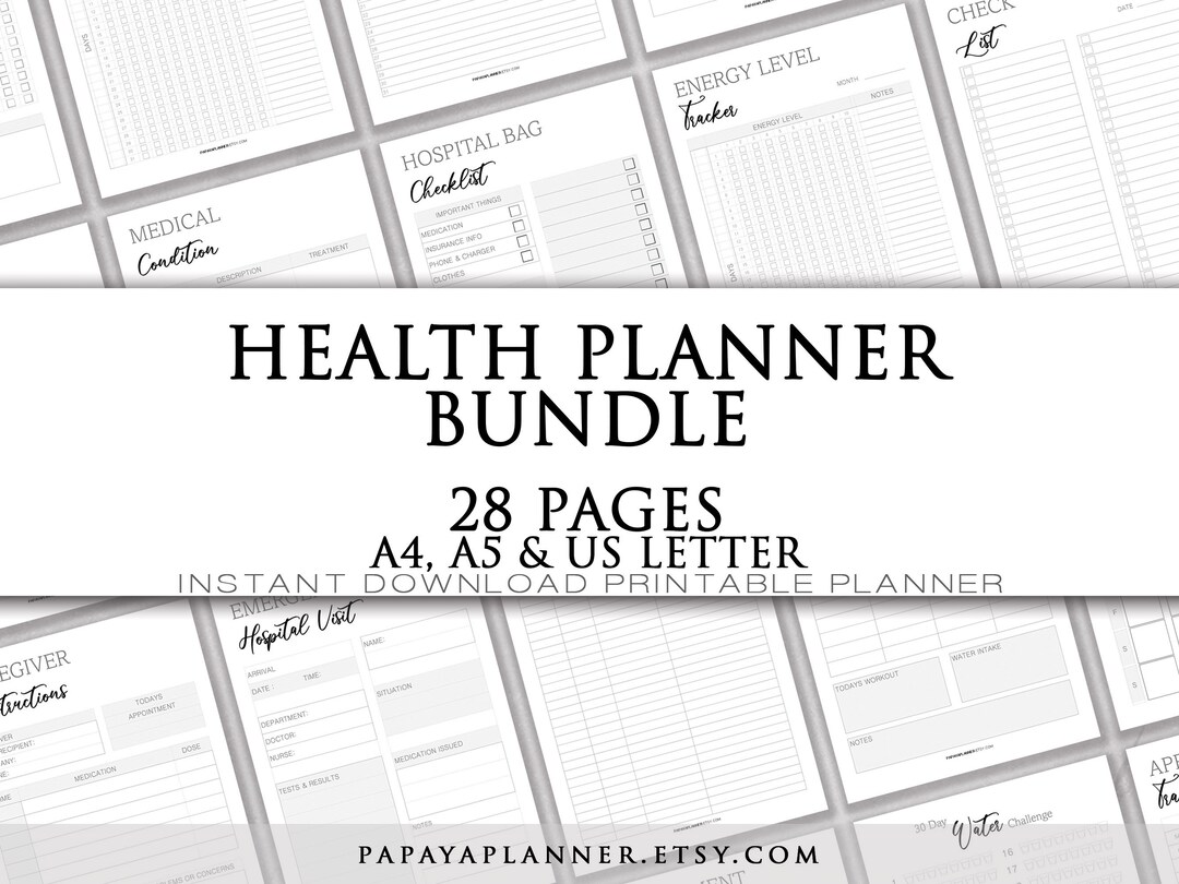 Health Planner Set - 28 Pages - Printable Planner, Personal Planner ...