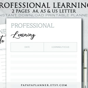 Professional Learning Printable Planner, Education Template, Study Plan ...
