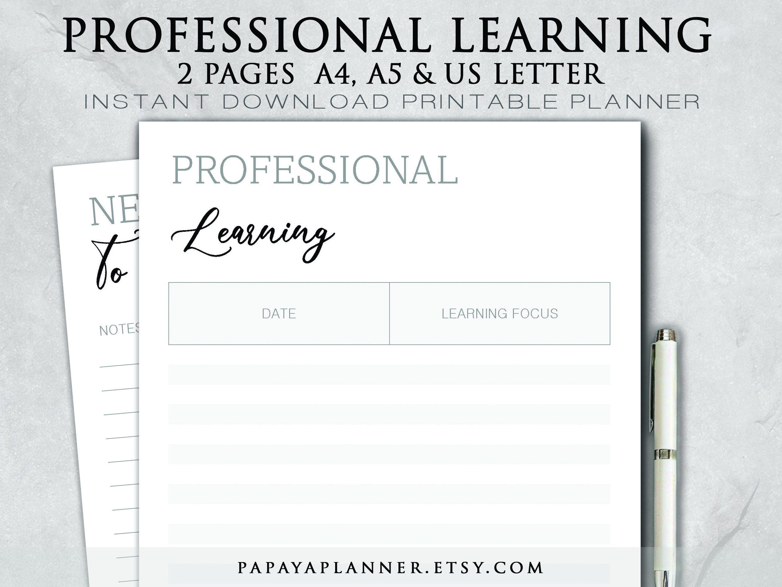 Professional Learning Printable Planner, Education Template, Study Plan ...