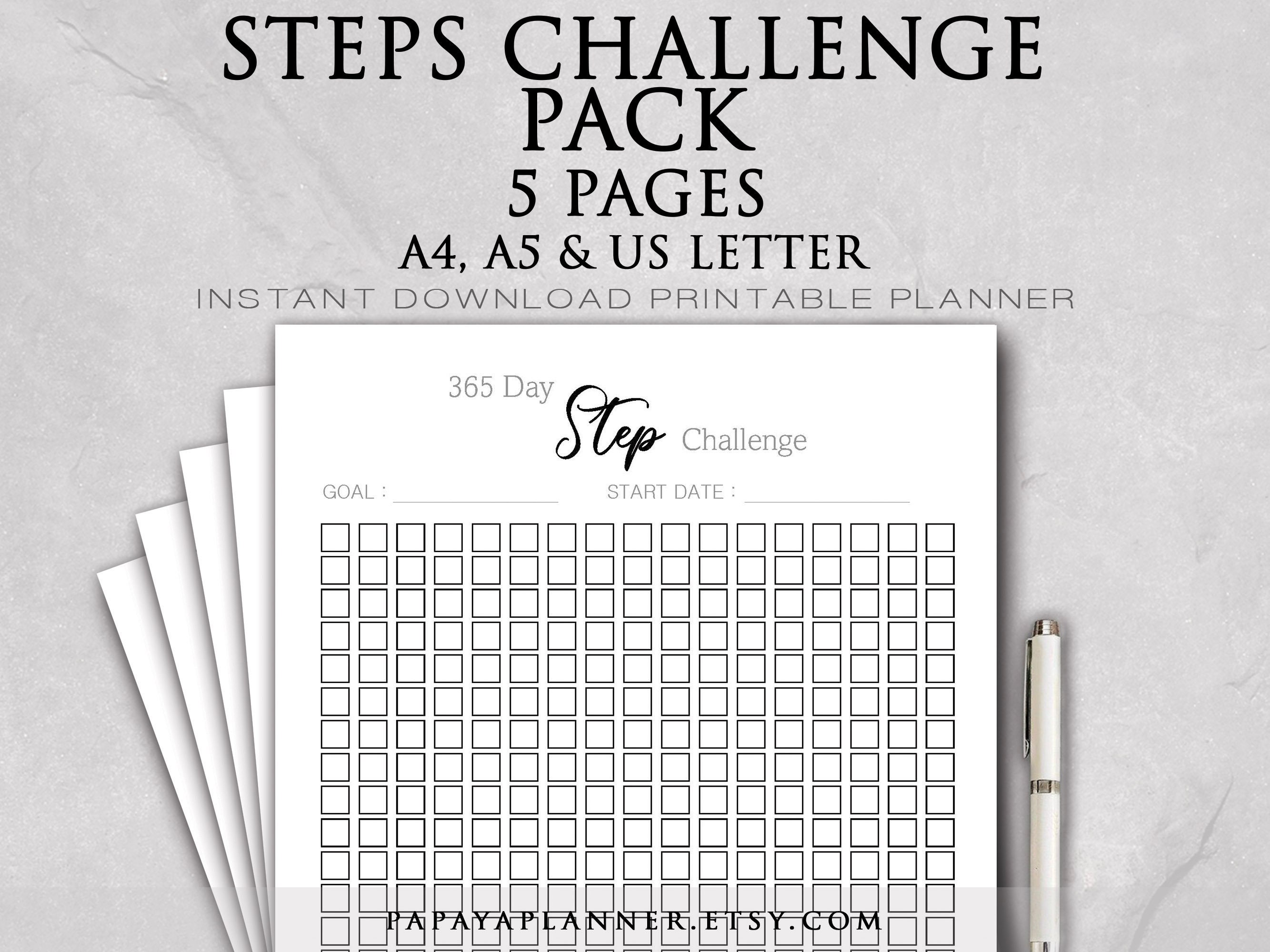 Steps Challenge Pack Printable Planner, Fitness Template, Meal Plan ...