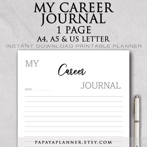 Career Journal Planner - Printable Planner, Business Template, Digital ...