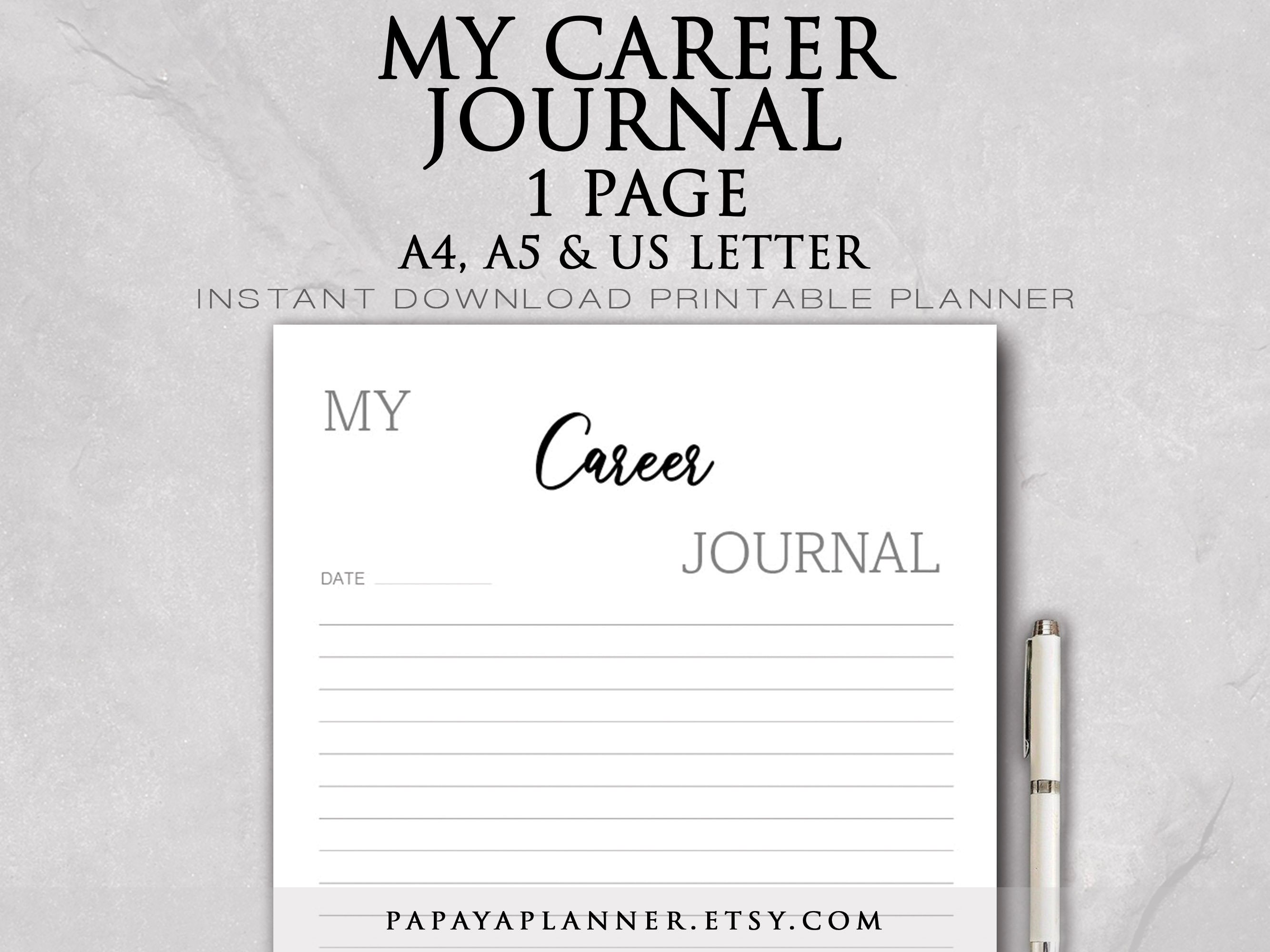 Career Journal Planner - Printable Planner, Business Template, Digital ...