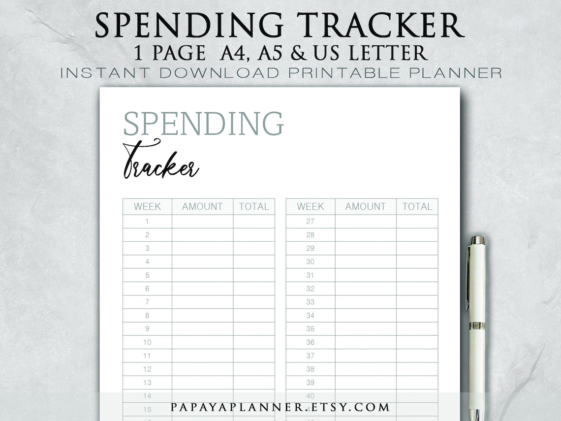 Spending Tracker Printable Planner, Budget Template, Bill Plan ...