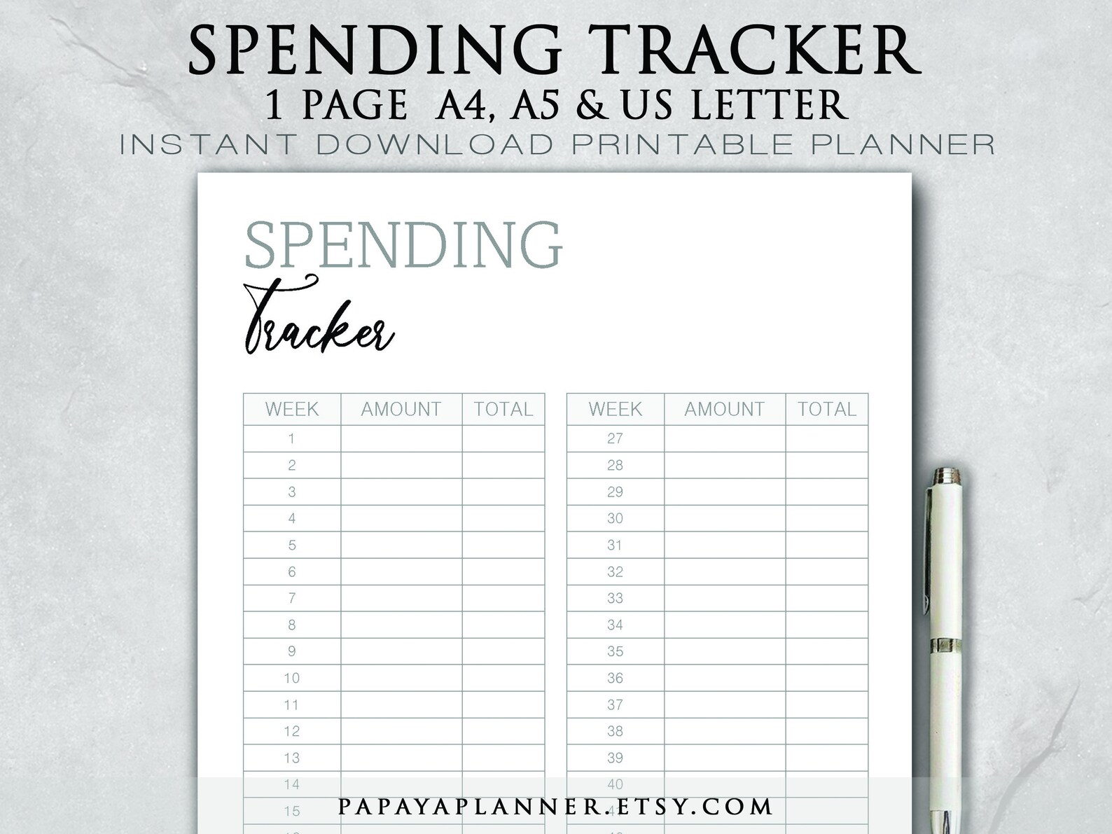 Spending Tracker Printable Planner, Budget Template, Bill Plan ...