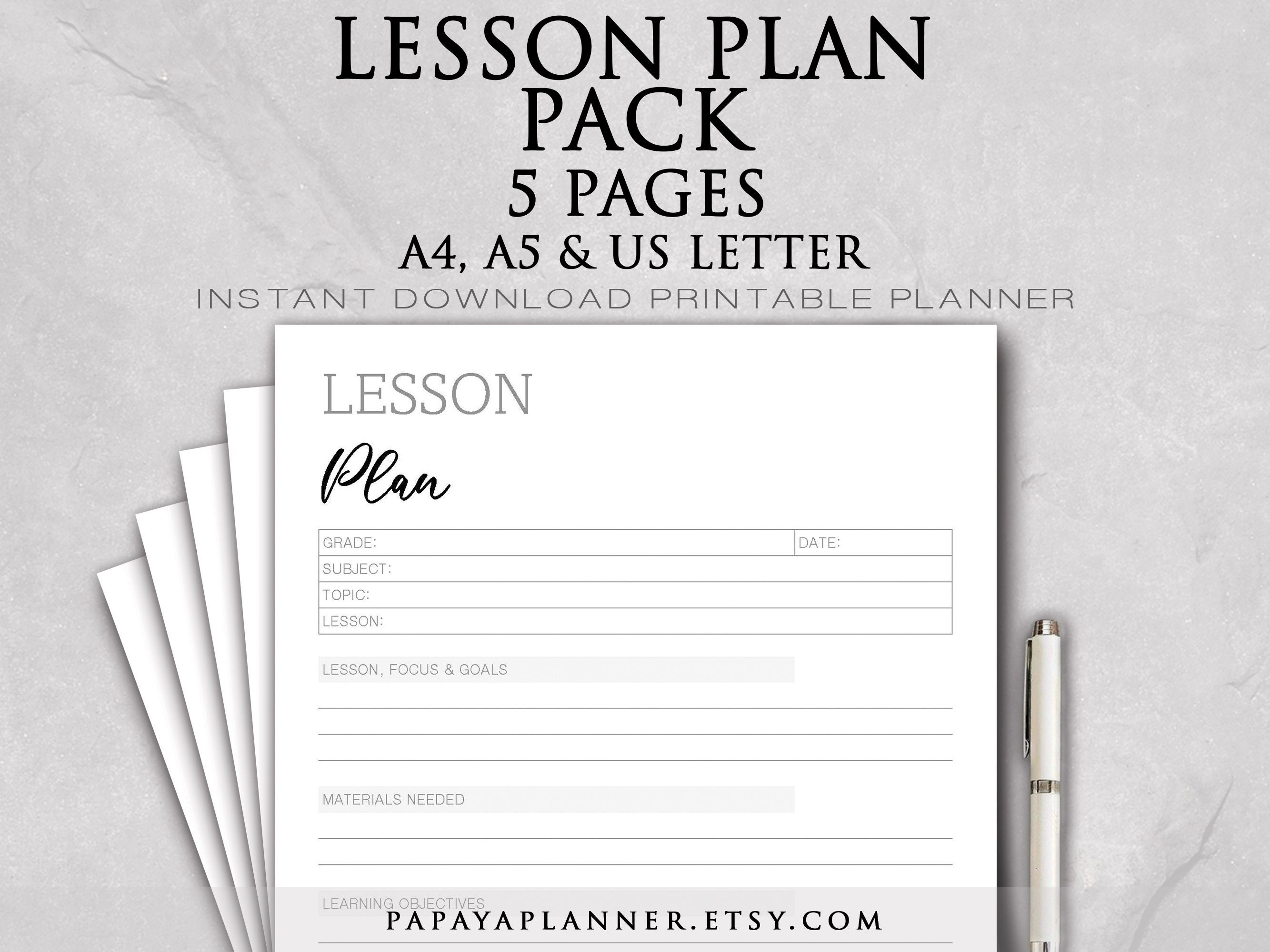 Lesson Plan Pack - Printable Planner, Education Template, Study Plan ...