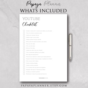 Youtube Checklist - Printable Planner, Personal Planner, Social Media ...