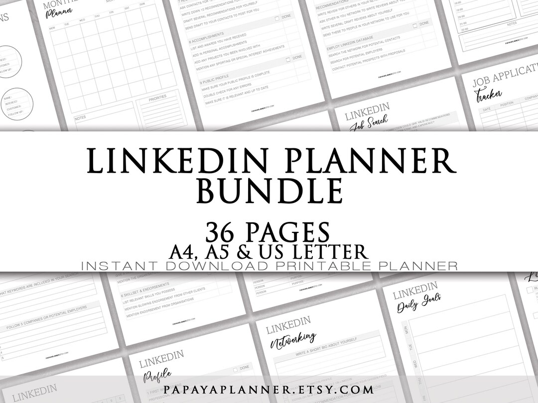 Linkedin Planner Set - 36 Pages - Printable Planner, Content Planner ...