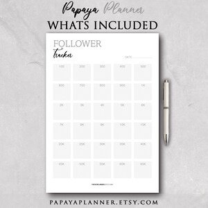 Follower Tracker - Printable Planner, Personal Planner, Social Media ...