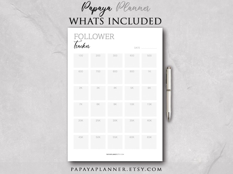 Follower Tracker - Printable Planner, Personal Planner, Social Media ...